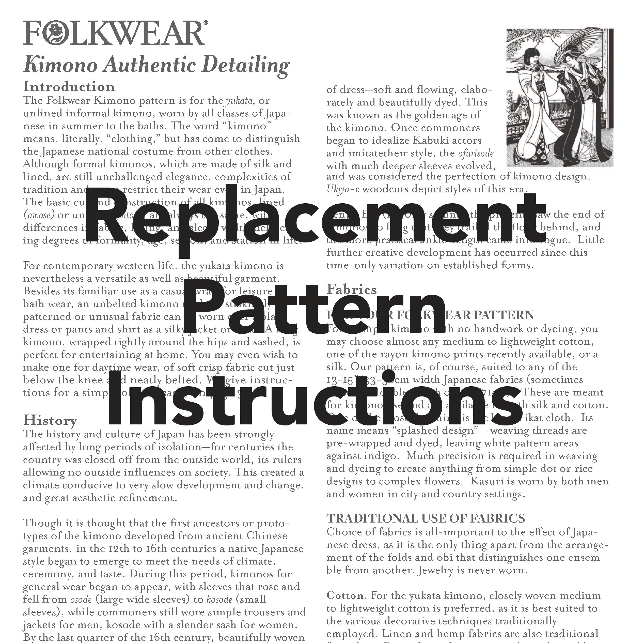 Replacement Pattern Instruction Pages - Folkwear