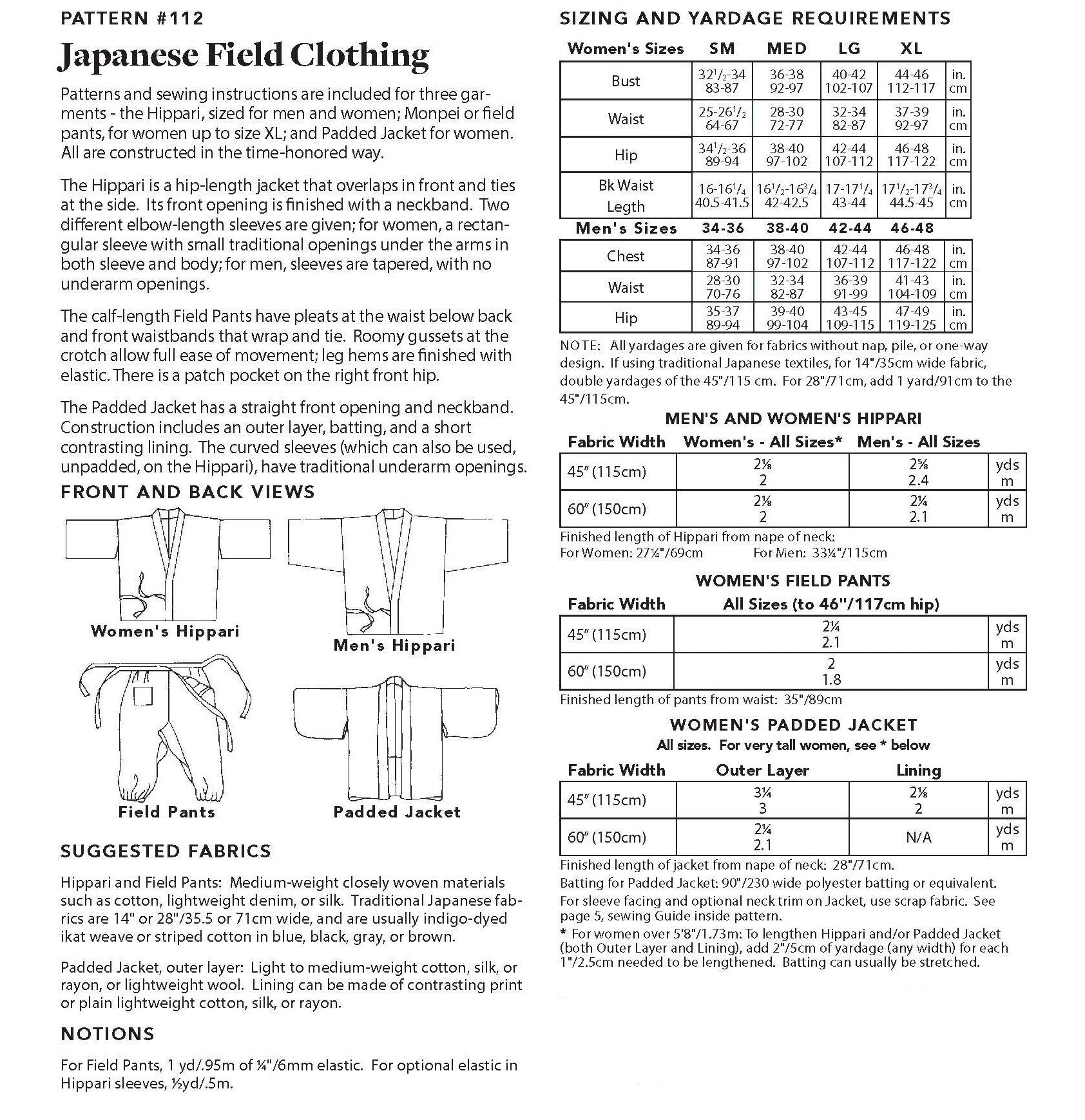 112 Japanese Field Clothing - Folkwear